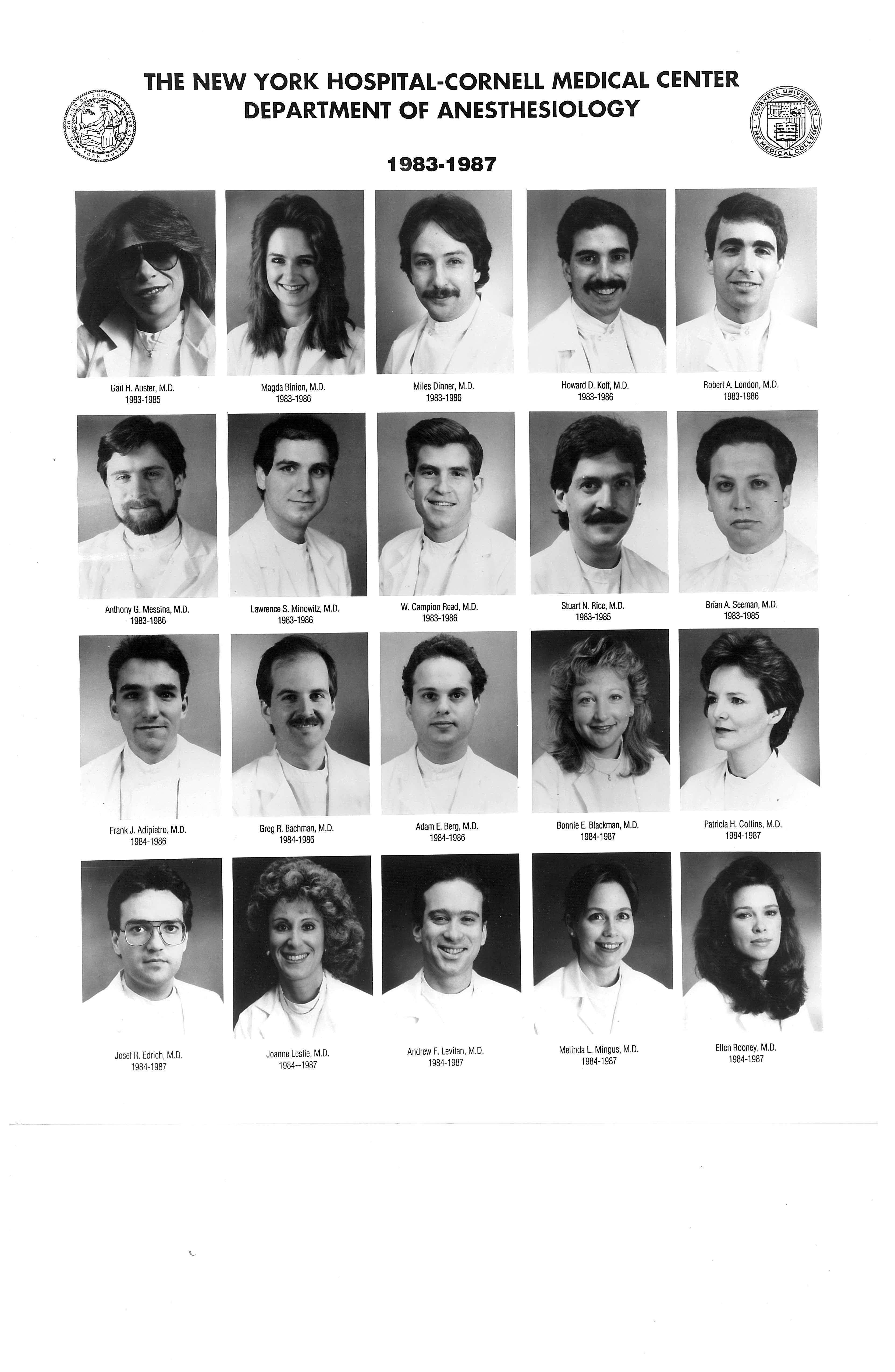 1983-1987 Residents | Department of Anesthesiology 1983-1987 Residents | Department of Anesthesiology